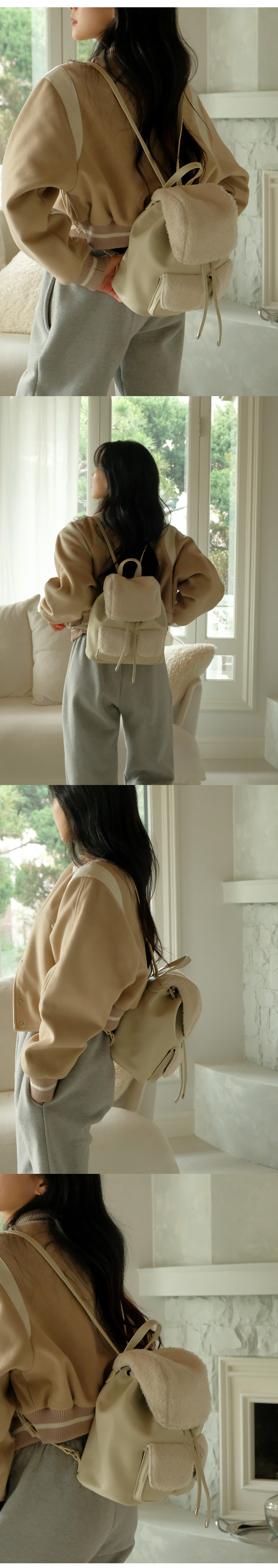 viewlap 뽀글이 퍼 포켓 복조리 스트링 미니 백팩 4color - 핫트랙스